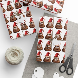 Festive Poop Emoji Wrapping Paper With Humorous Holiday Design - Etsy