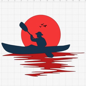 Kayak Sunset Silhouette SVG & PNG Digital Download - Paddler in Canoe ...