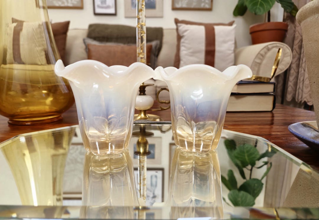 Vintage Duncan & Miller Canterbury Pink Opalescent Glass Votive Holders ...