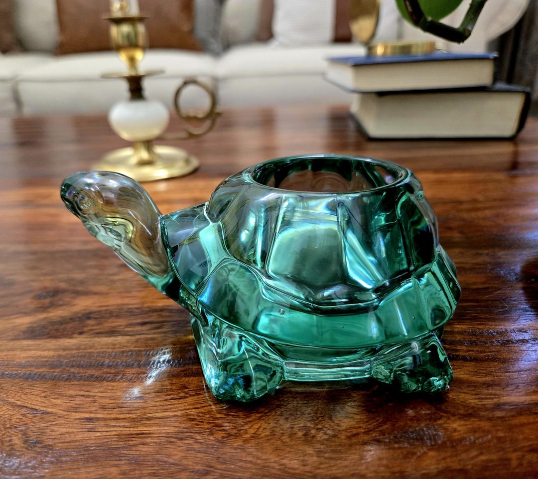 Vintage Glass Turtle Candle Holder/ Glass Turtle Votive/ Vintage ...