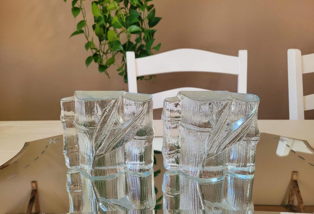 Blenko Glass Bookends/ Blue Bamboo Glass Bookends/ Vintage Blenko ...