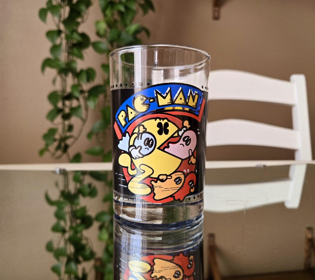 Vintage Pac Man Glass Glass/ Pac Man Glassware/ Retro Glassware/ 1980s ...
