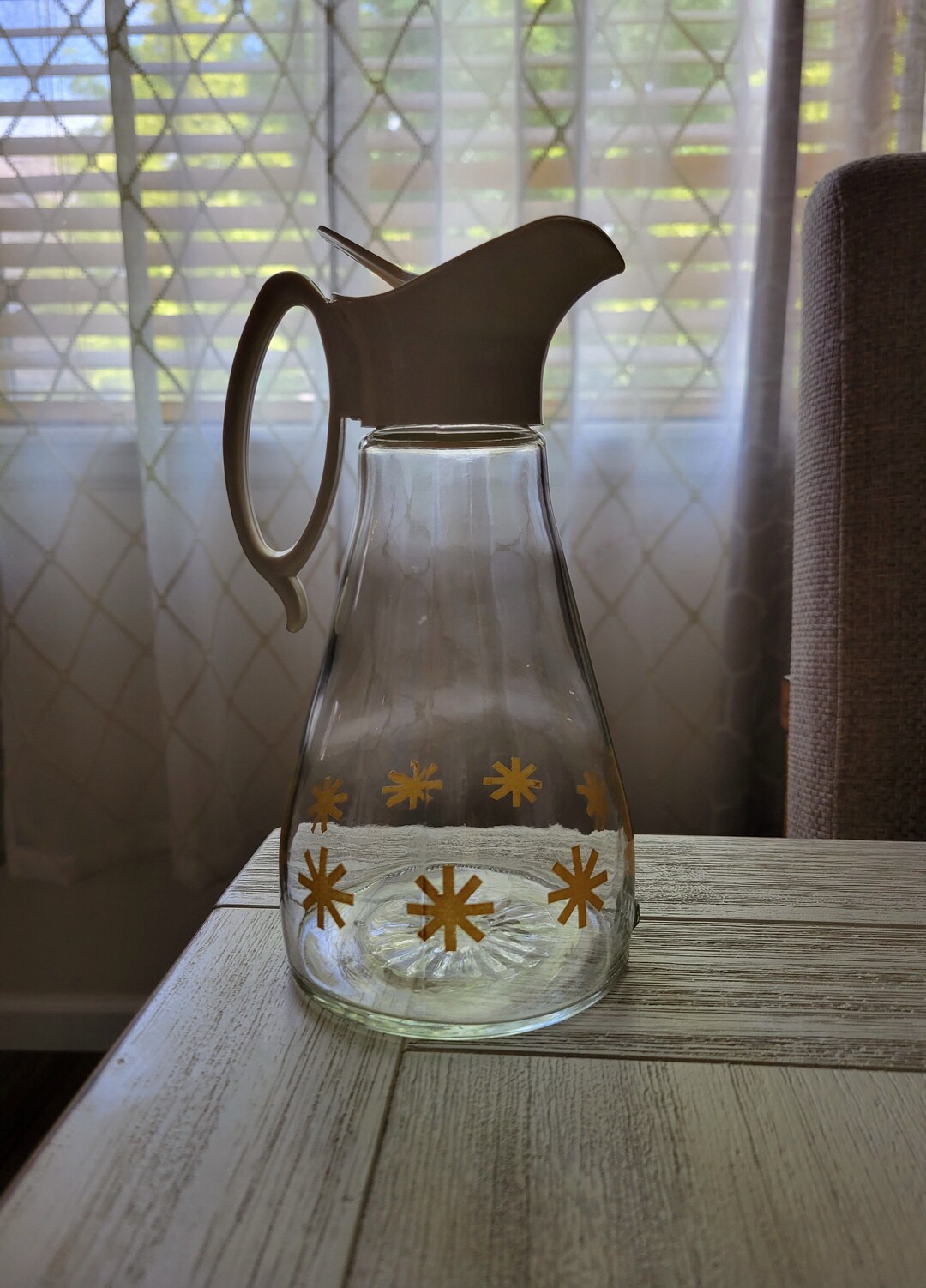 Vintage Syrup Bottle/ Atomic Starburst Glass Syrup Dispenser/ Mid ...