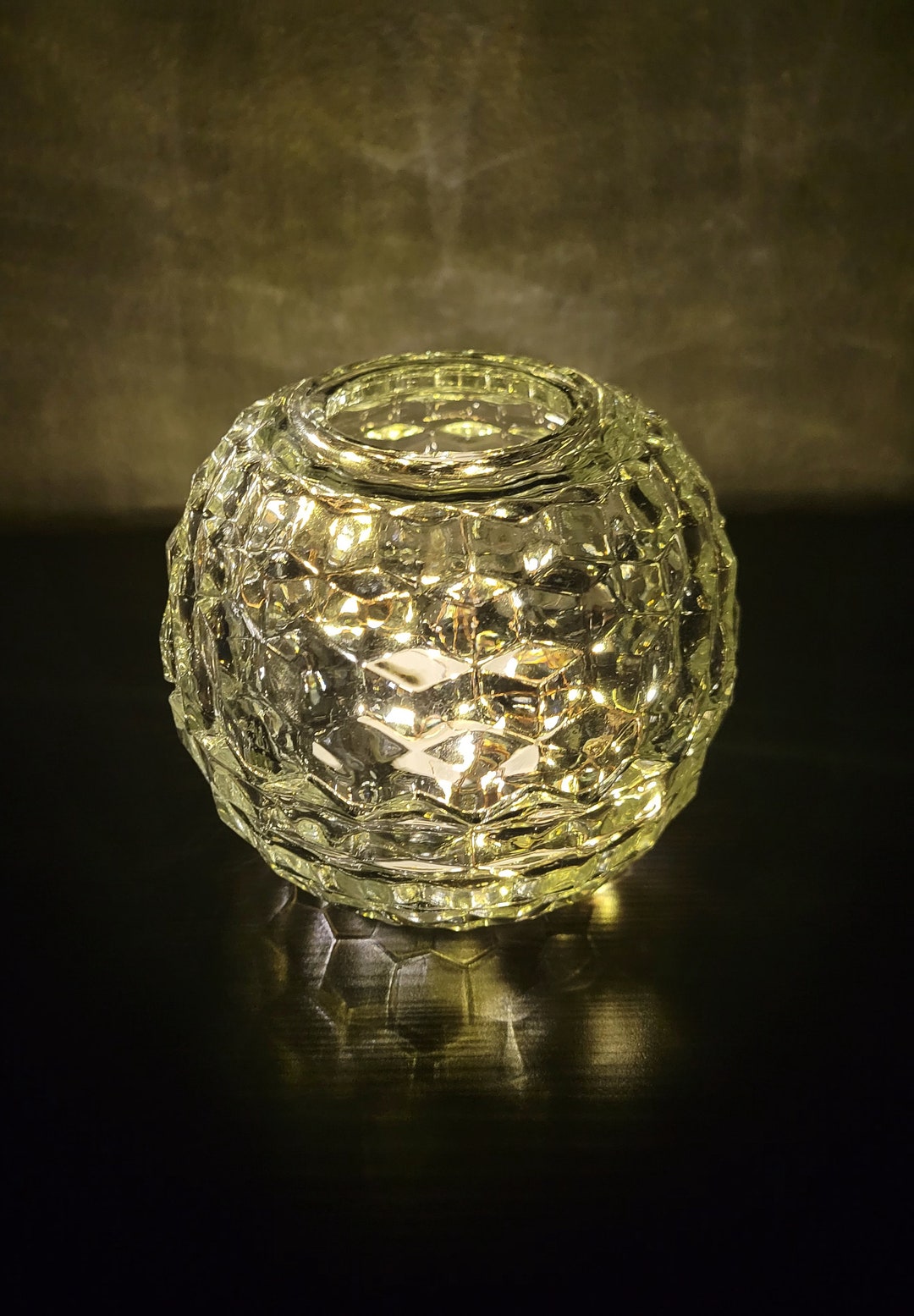 Homco Fairy Lamp/ Vintage Homco Cubist Fairy Lamp / Clear Glass Candle ...