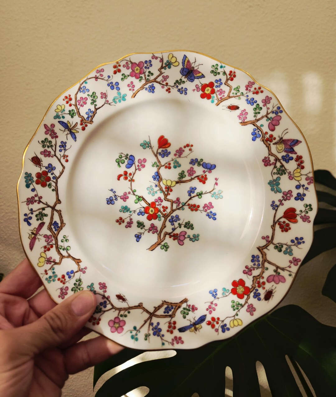 Vintage Spode Floral and Butterfly Plate: Gallery Wall Display Plate - Etsy