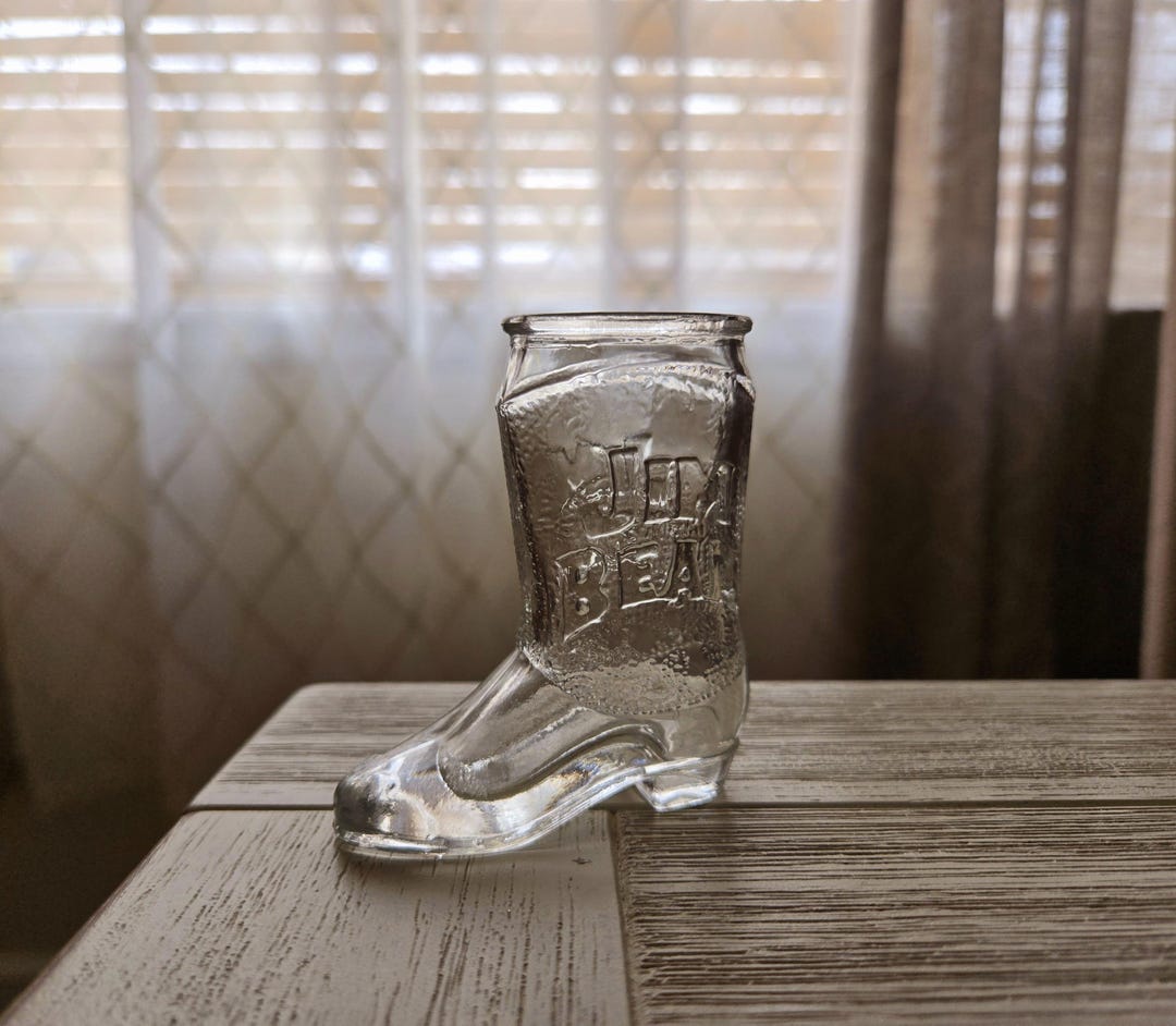 Vintage Jim Beam Cowboy Boot Shot Glass/ Jim Beam Glass Boot Shot Glass ...