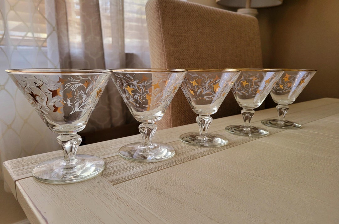 Vintage Libbey Barware/ Royal Fern Champagne Glass Set/ Mid Century ...