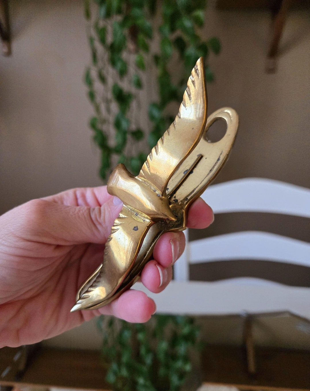 Vintage Brass Bird Clip/ Mid Century Metal Bird Wall Clip/ 1970s ...