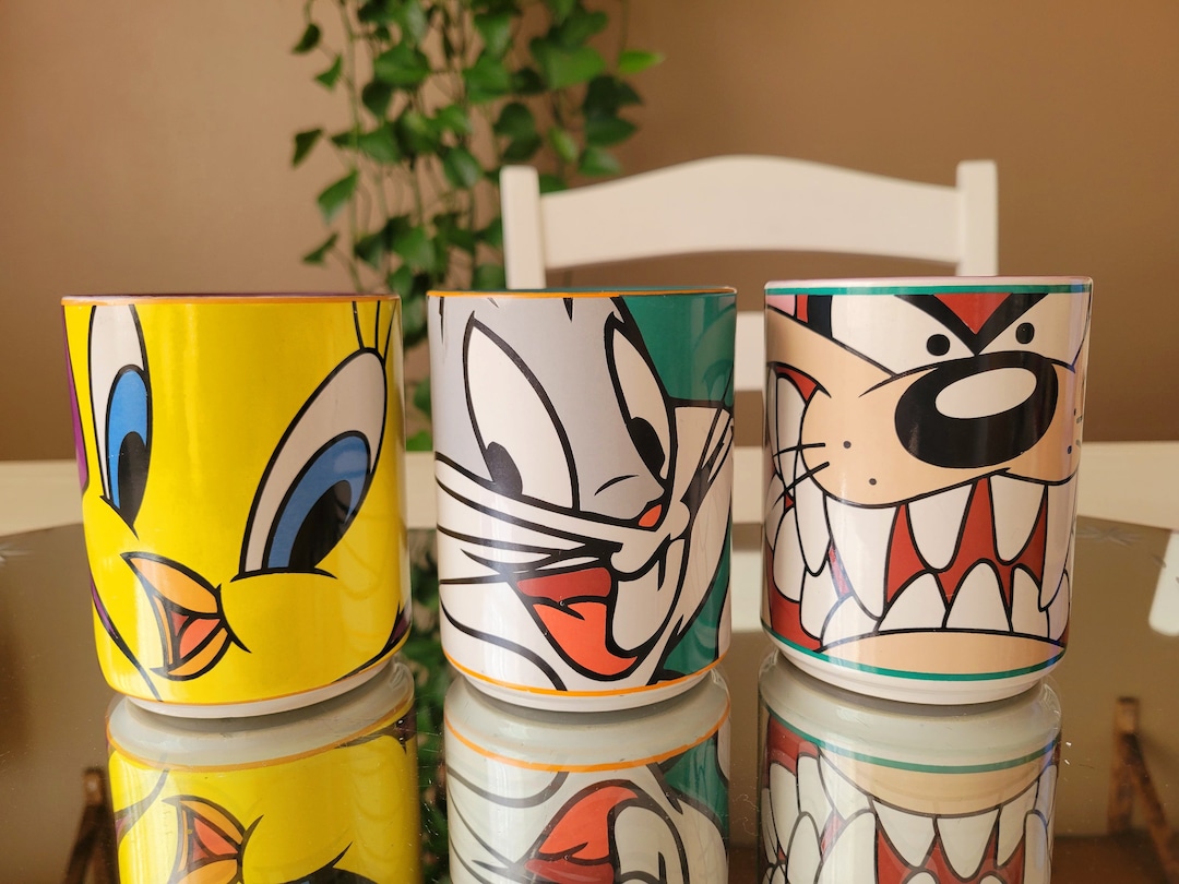 Looney Tunes Mug/ 1990's Looney Tunes Coffee Mugs/ 1990s Cups/ Vintage ...