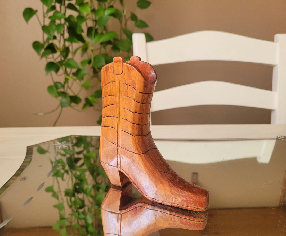 Vintage Cowboy Boot/ Wooden Cowboy Boot/ Vintage Match Holder/ Cowboy ...