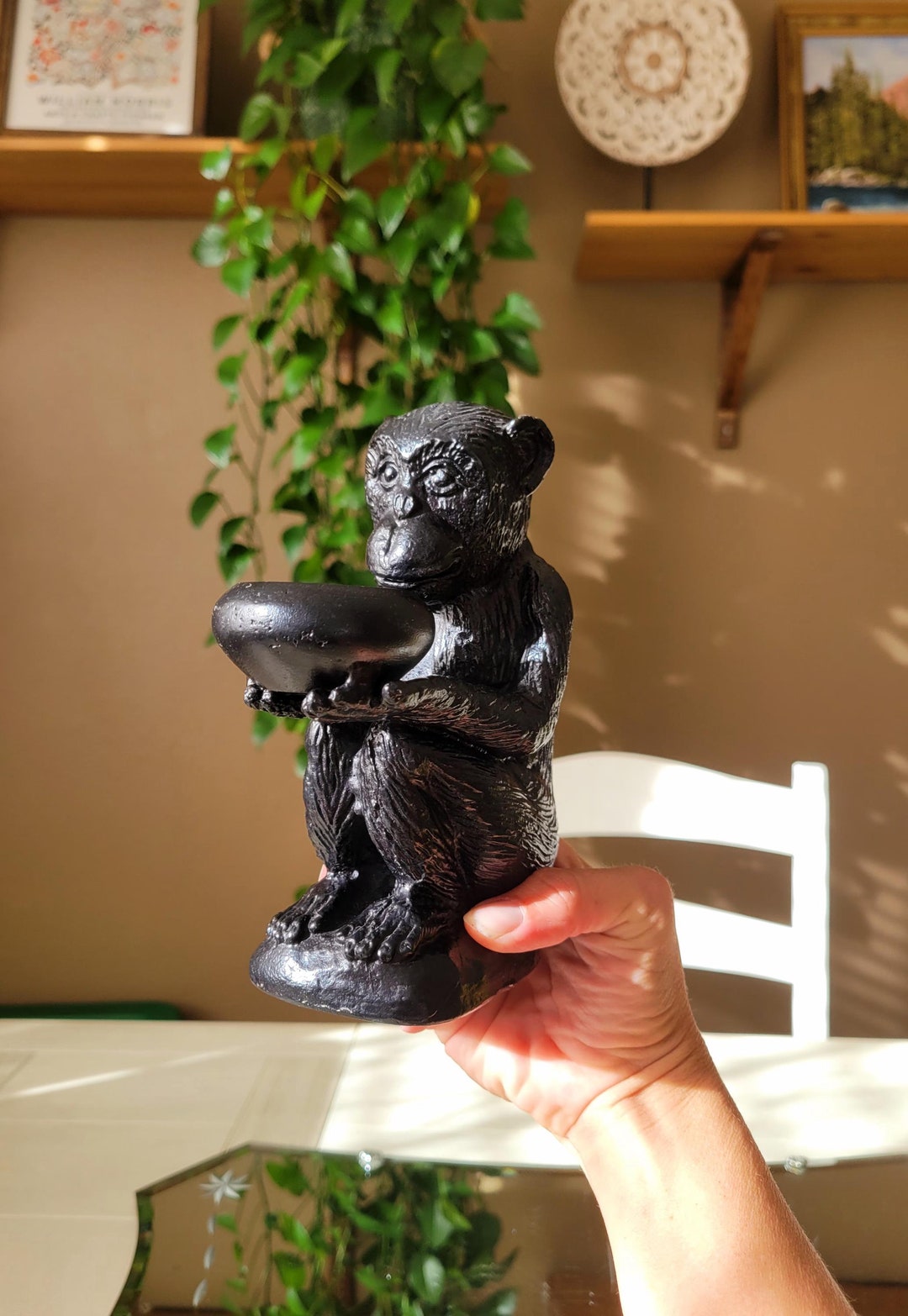Vintage Metal Sitting Monkey Chimpanzee Votive Holder/ Monkey Tea Light ...
