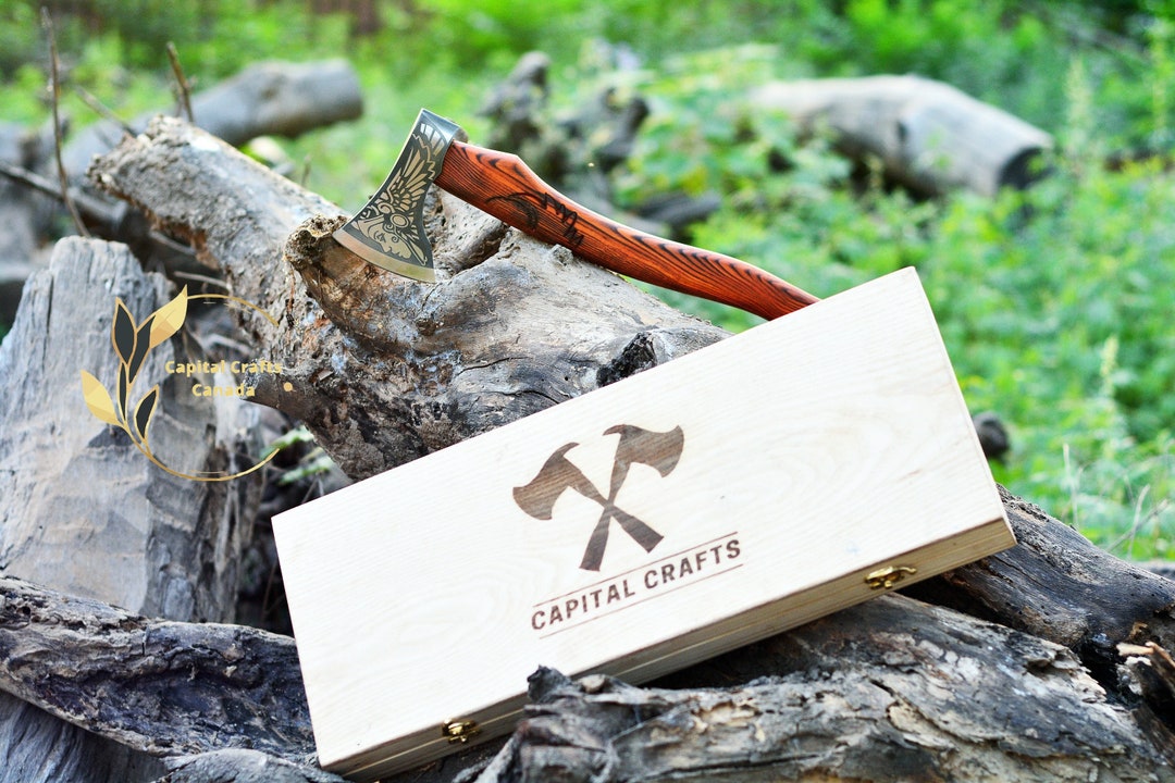 Custom Engraved Gift Handmade Forged Carbon Steel Viking Axe With ...