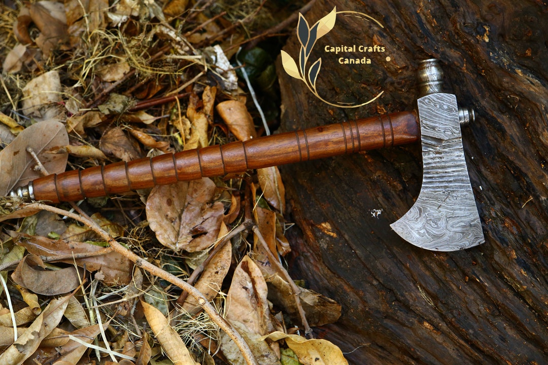 Custom Gift Handmade Damascus Steel Axe With Rosewood Shaft, Viking ...