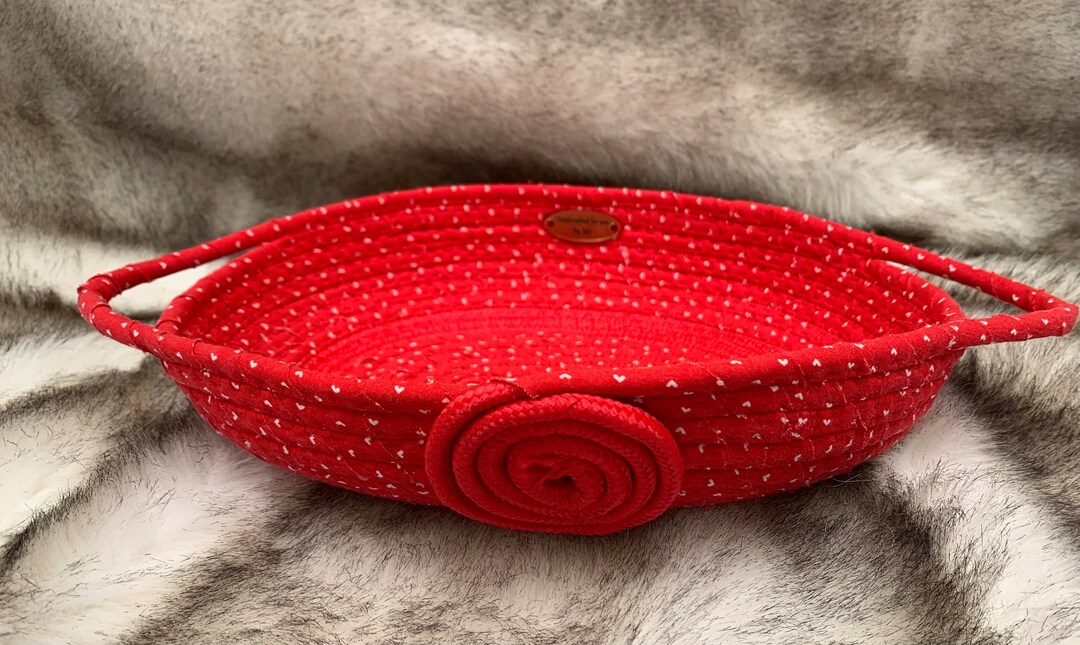 Beautiful Red Fabric Covered Rope Bowl. Great Gift. - Etsy