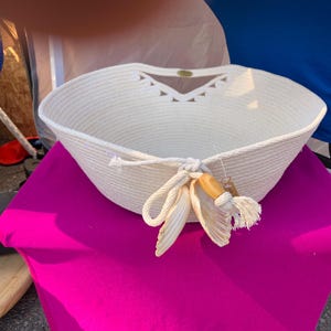 Beautiful Huge Natural Color Rope Bowl With Shell Ornaments and ...