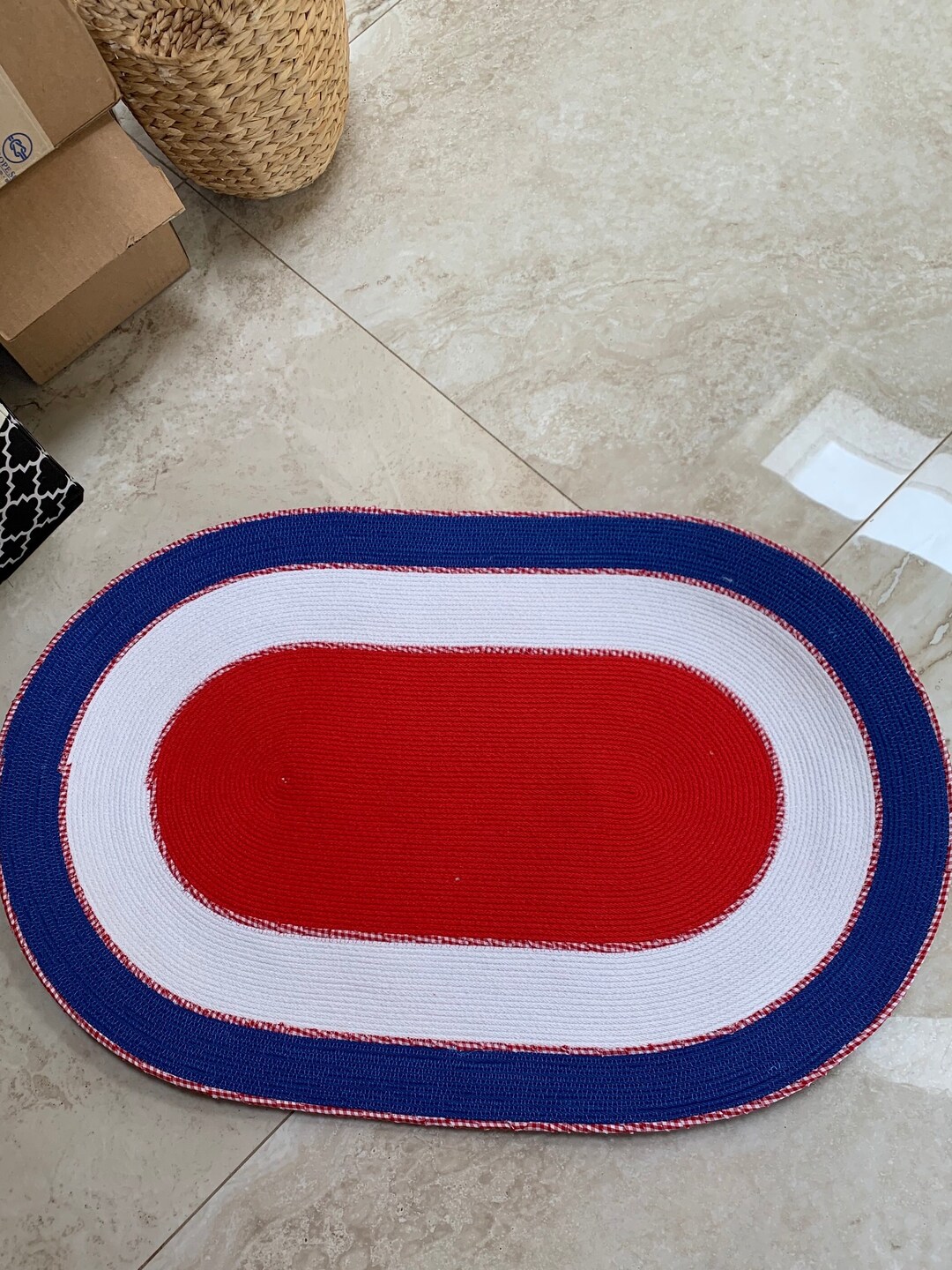 Patriotic Red White and Blue Rope Rug. 24”x 36”. Great for July 4th! - Etsy