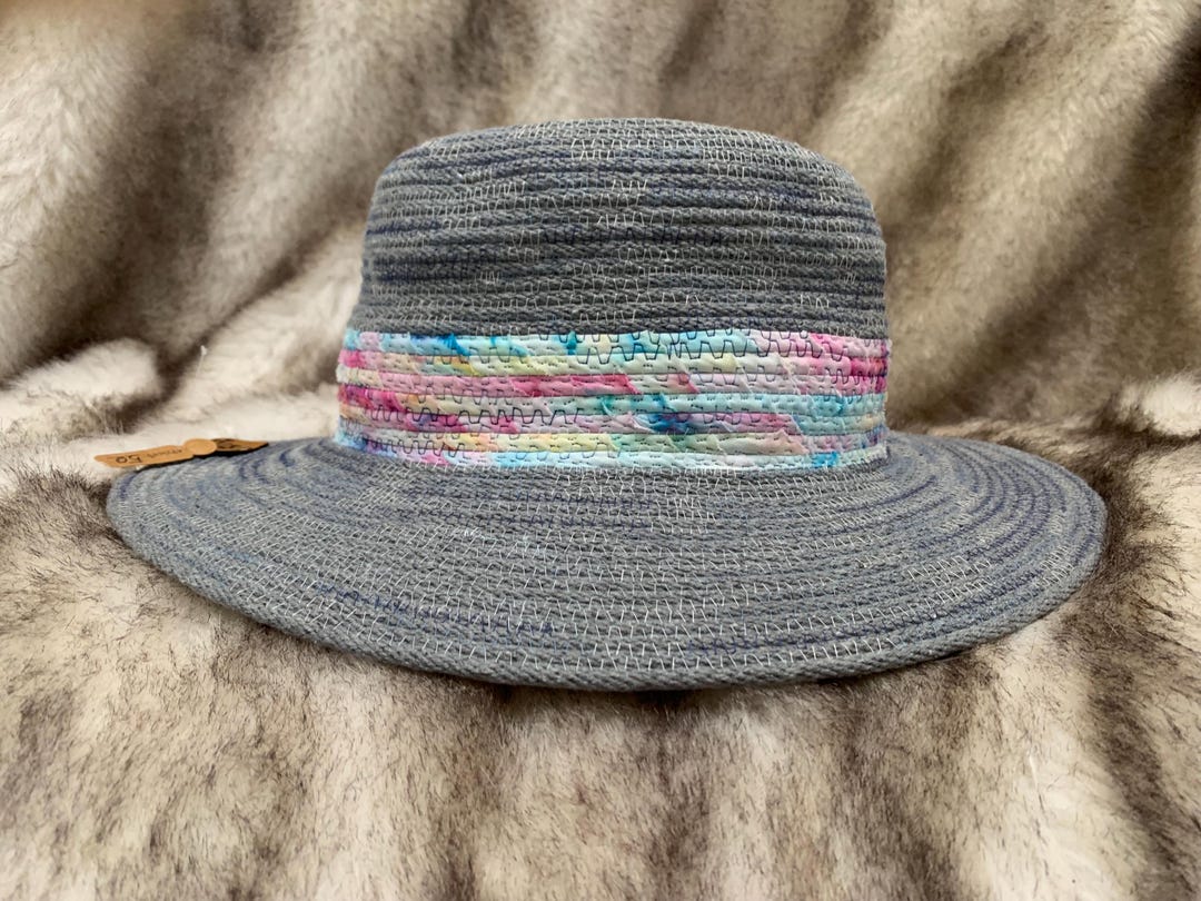 Awesome Grey Cotton Rope Hat With Fixed Fabric Wrapped Headband. Size ...