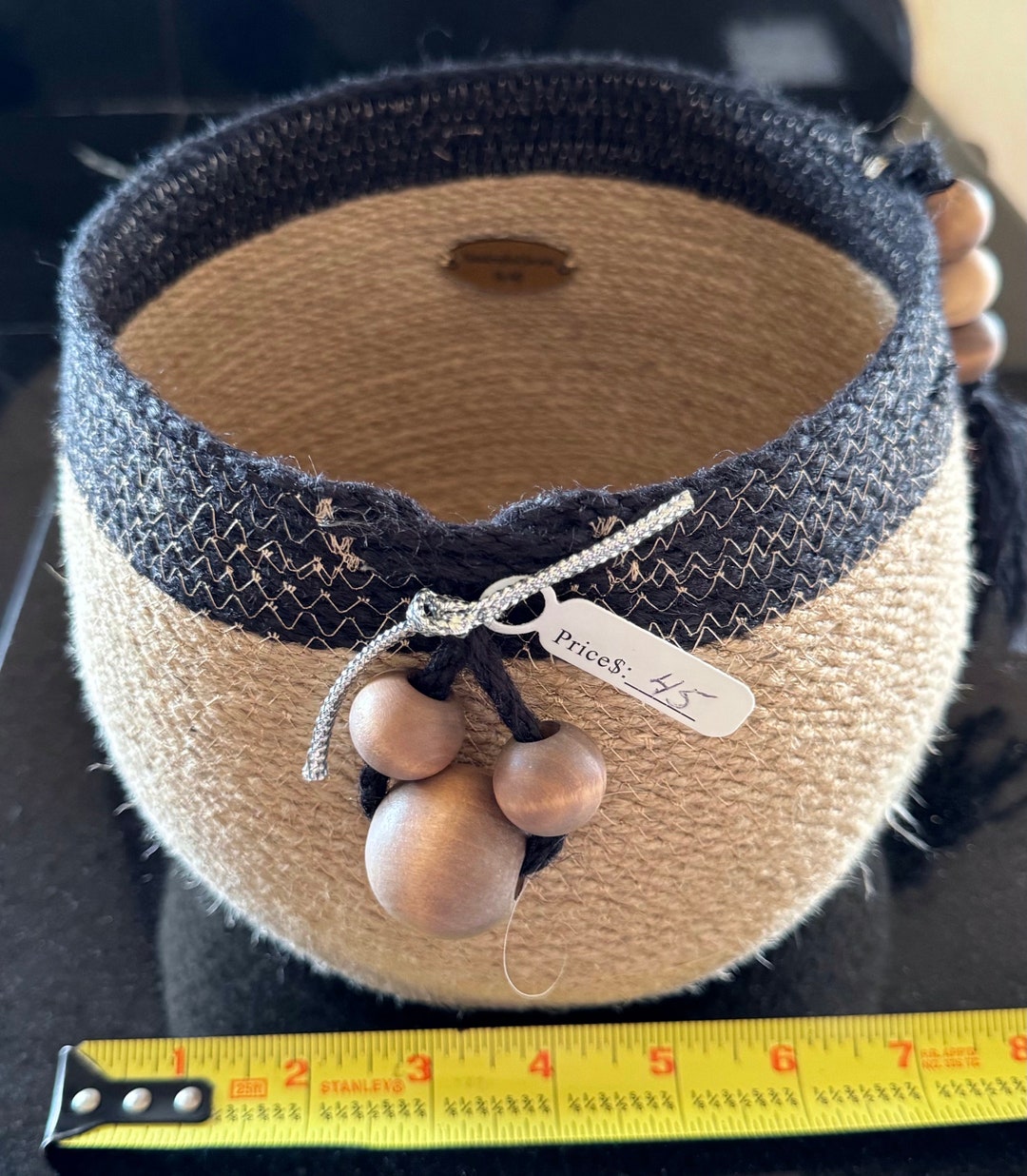 Beautiful 7 Jute Rope Bowl With Wooden Adornments. Interesting and ...