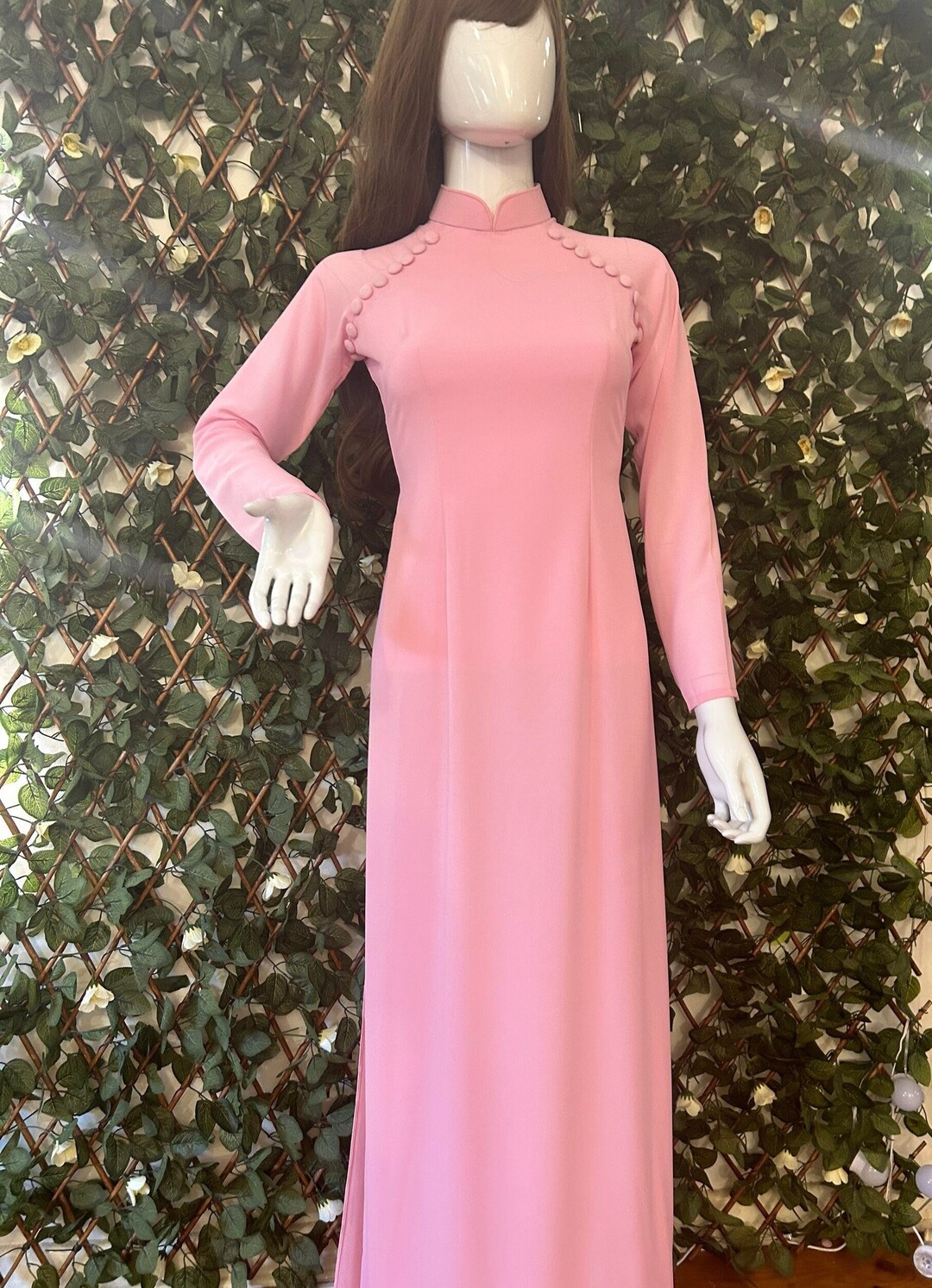Beautiful Pink Plain Ao Dai, Ao Dai for Women, Bridesmaid's Ao Dai, Ao ...