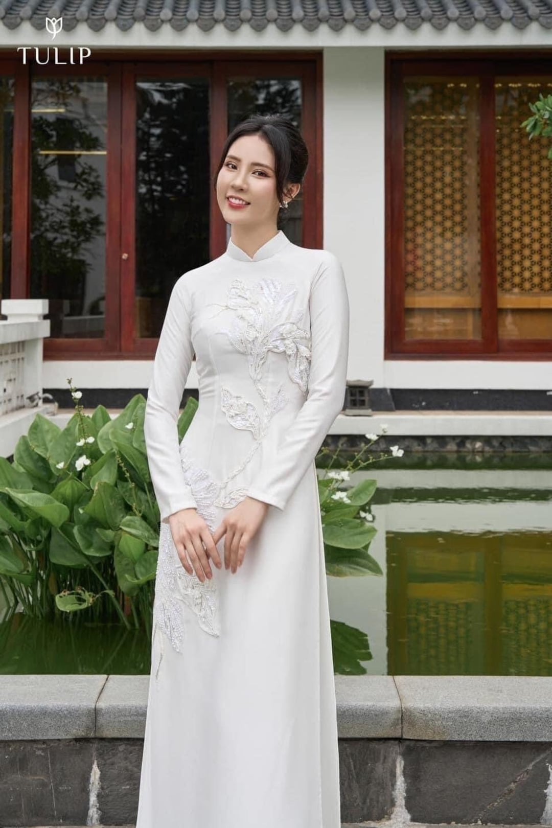 Luxuriouswhite Ao Dai for the Bride, Women's White Ao Dai, Ao Dai Co Dau Mau Trang, Áo Dài Trắng ...