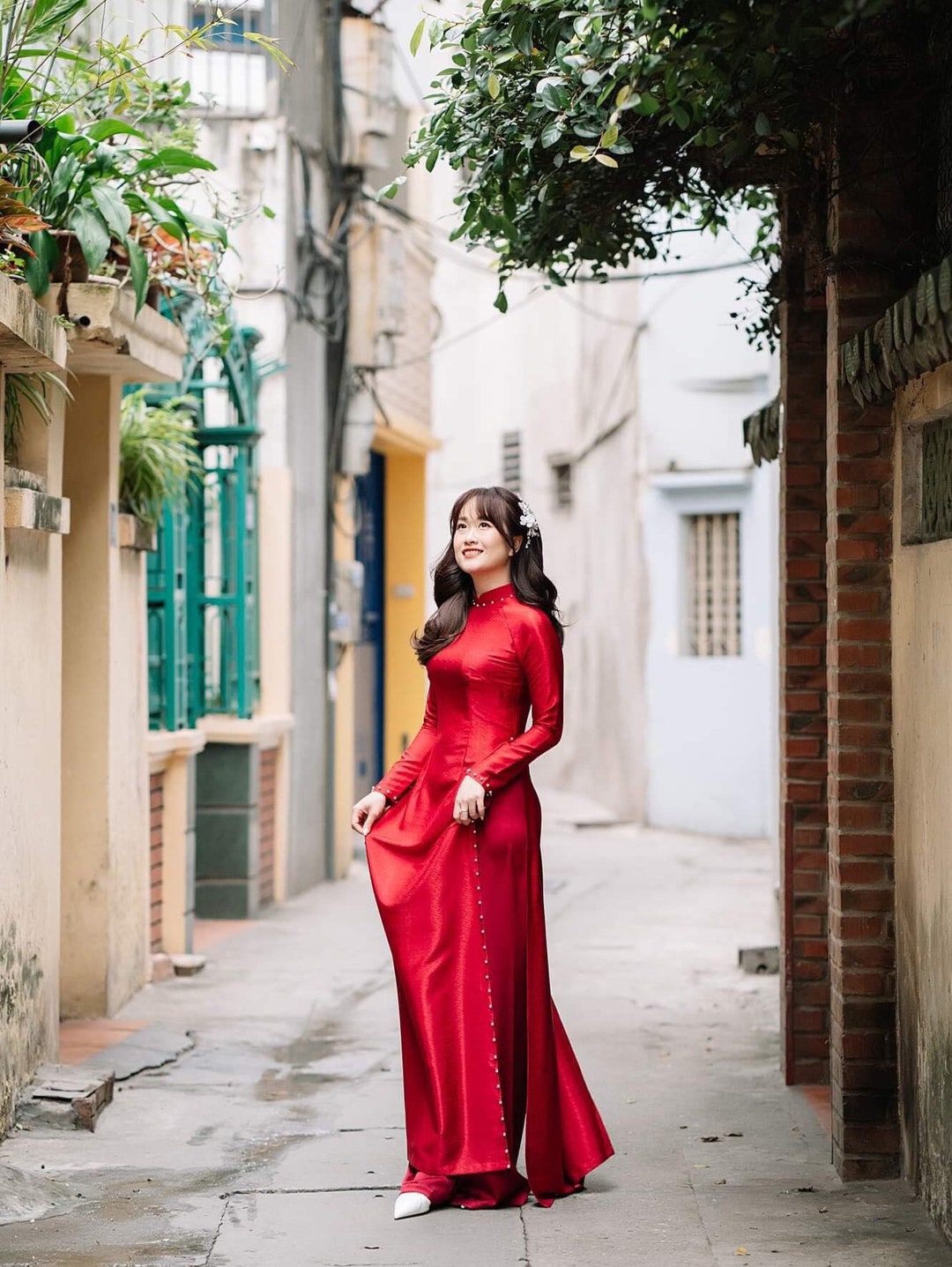 Luxurious Red Traditional Ao Dai for Women, Red Ao Dai for the Bride , Ao Dai Do Co Dau - Etsy