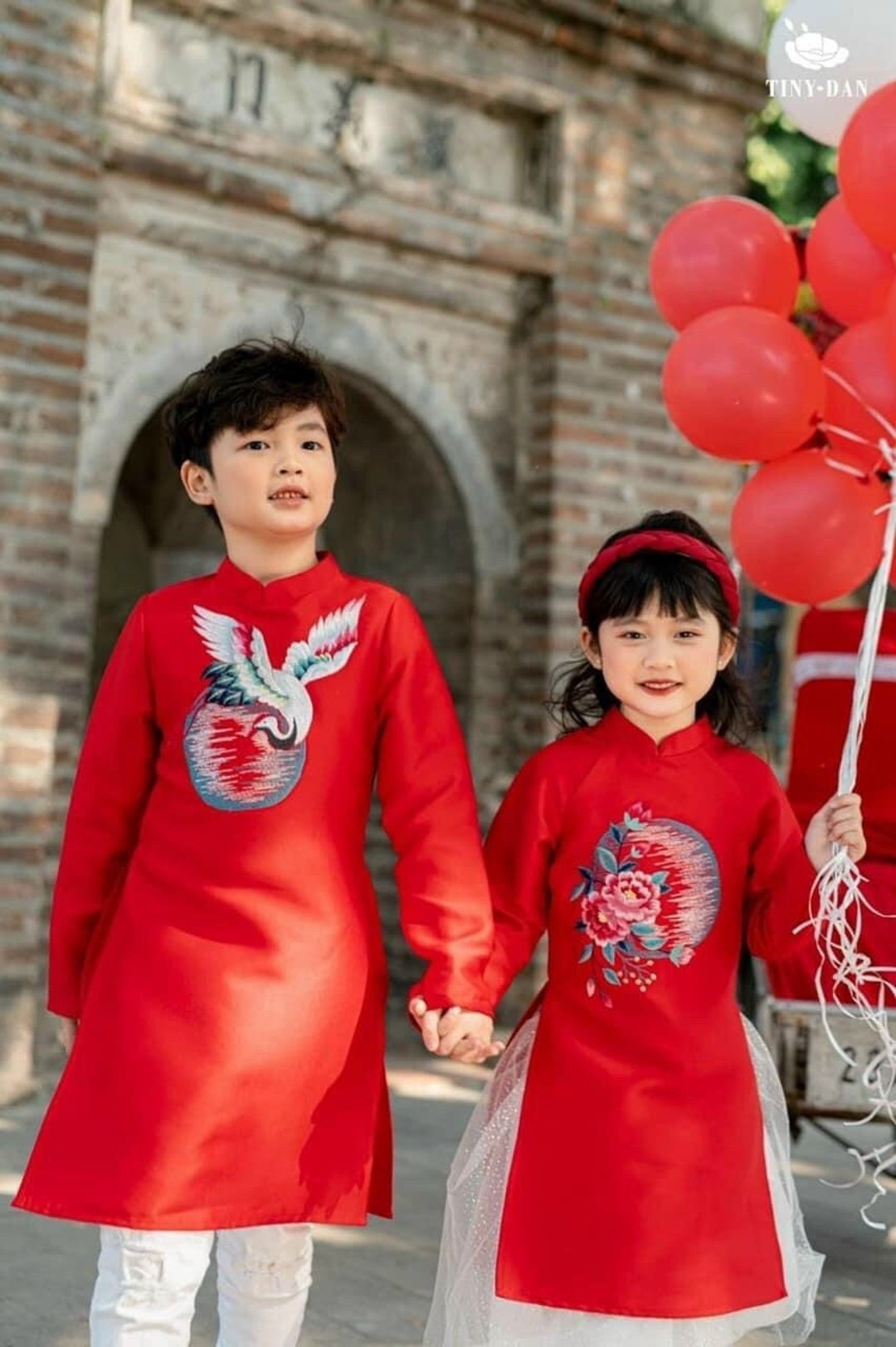 Beautiful Red Taffeta Ao Dai for Kids, Children's Ao Dai, Ao Dai for ...