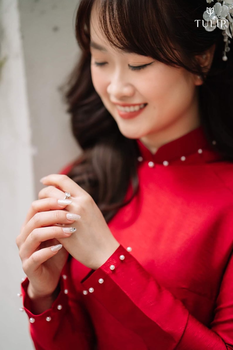 Luxurious Red Traditional Ao Dai for Women, Red Ao Dai for the Bride ...