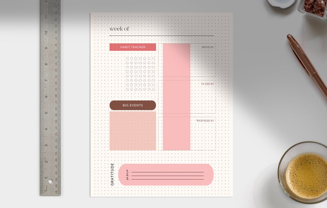 Weekly Dotted Grid Planner Grid Planner Daily Planner - Etsy
