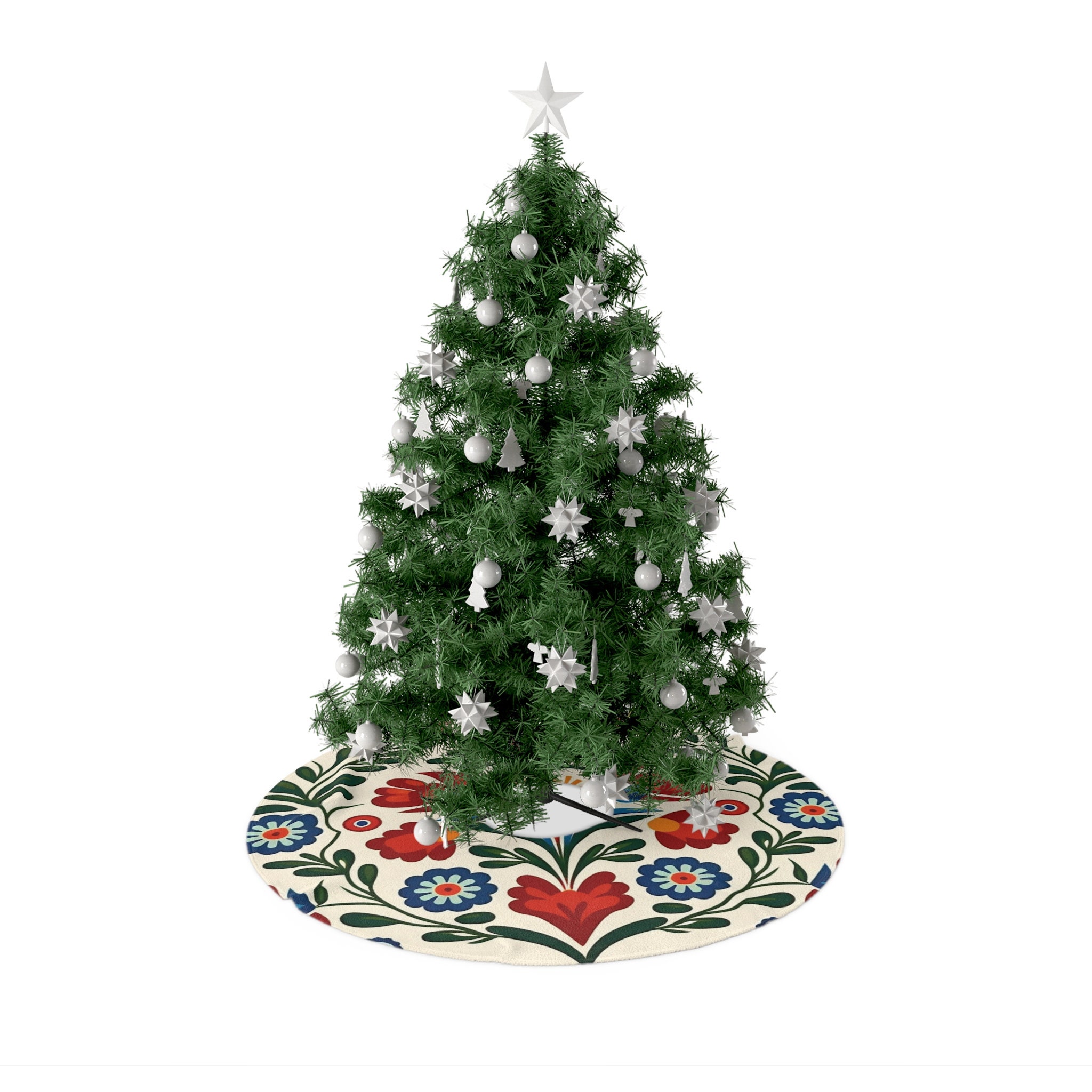 Slovak Folk Floral Art Inspired Christmas Tree Skirts, Slavic Christmas ...