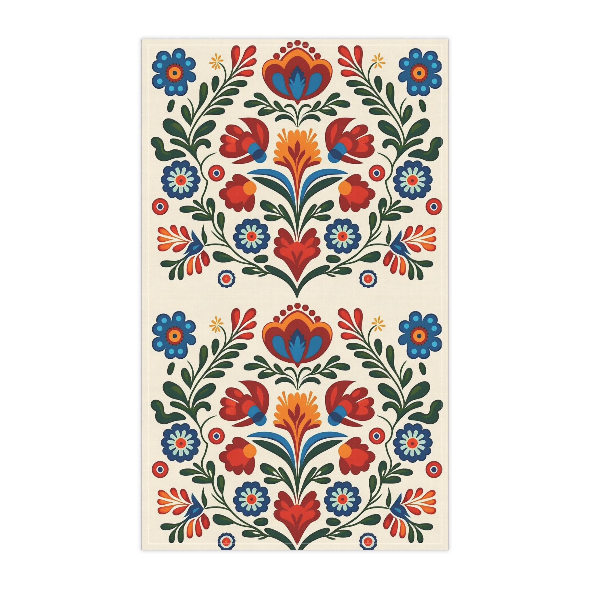 Slovak Folk Cotton Twill Kitchen Towel, Slovakia, Czech, Folk Art Motif ...