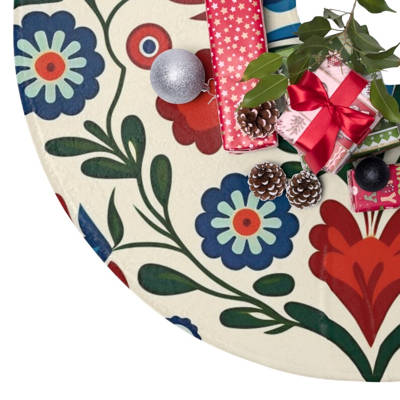 Slovak Folk Floral Art Inspired Christmas Tree Skirts, Slavic Christmas ...