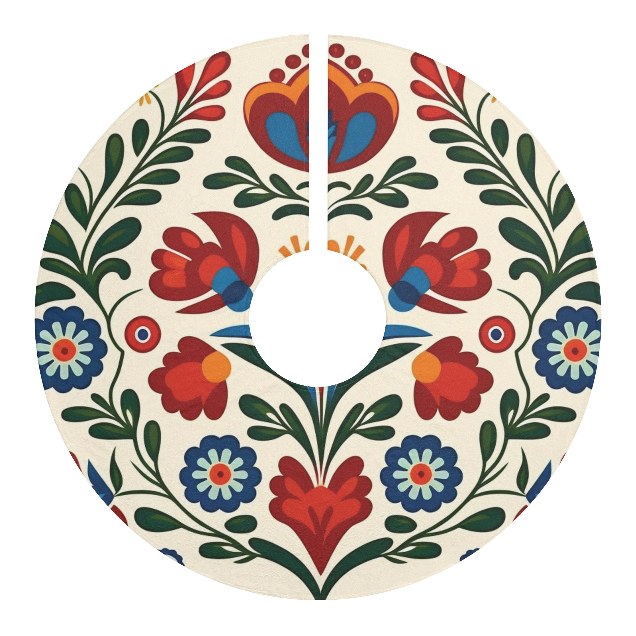 Slovak Folk Floral Art Inspired Christmas Tree Skirts, Slavic Christmas ...
