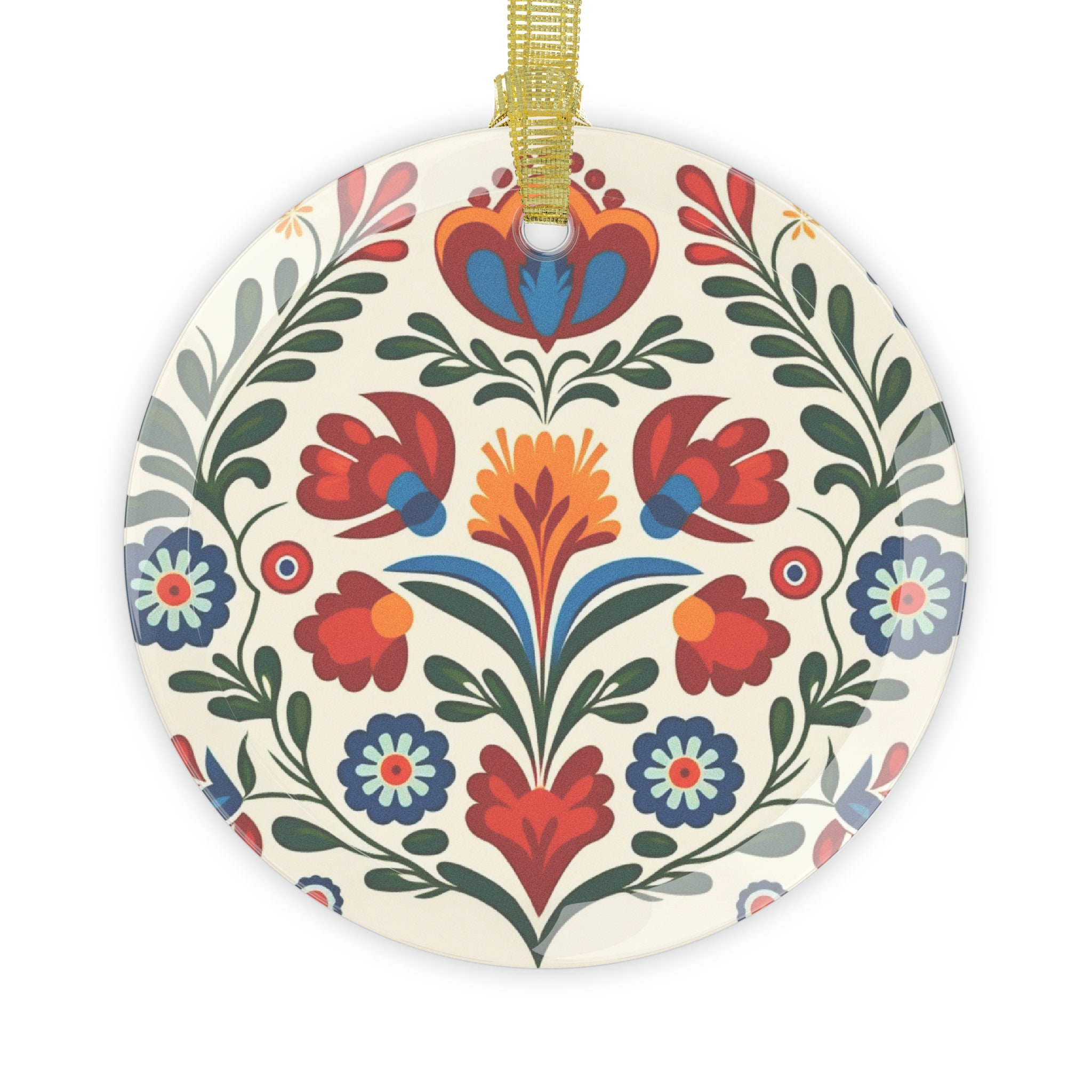 Slovak Folk Art Glass Ornaments, Slovakia, Slavic Folk Motif, Floral ...