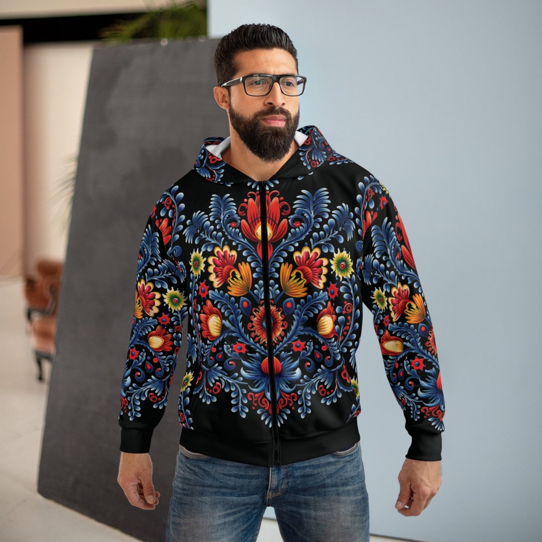 Slovak Folk Art Black Hoodie, Folk Motif, Slavic, Slavic Florals ...