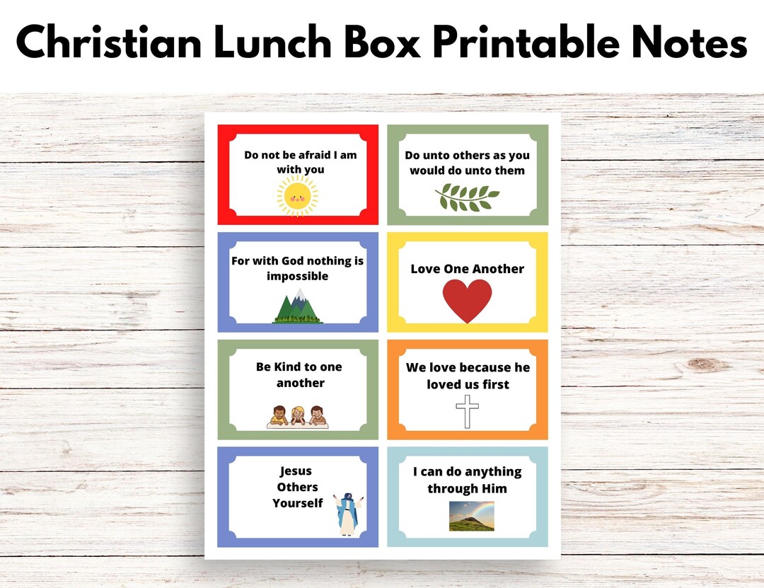 Christian Lunch Box Printable Note Cards, Printable Lunch Box Notes for ...
