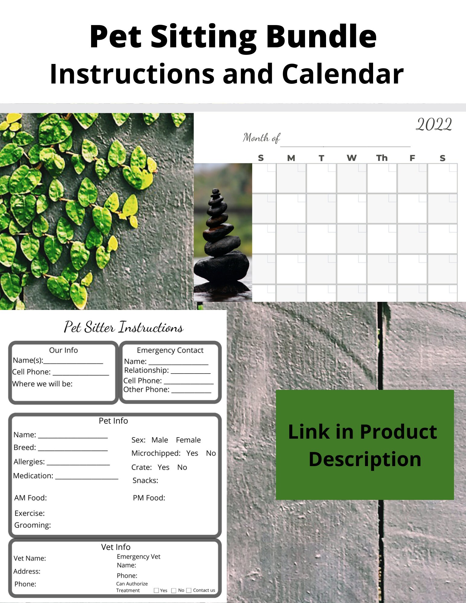 Pet Sitter Instructions, Pet Sitter Notes, Daily Care Form, Dog and Cat ...