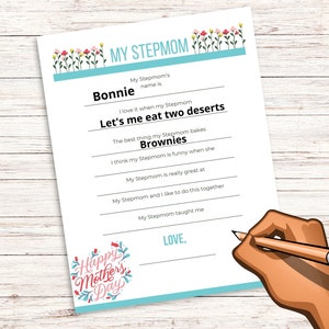 Mother's Day About My Stepmom Questionnaire - Etsy