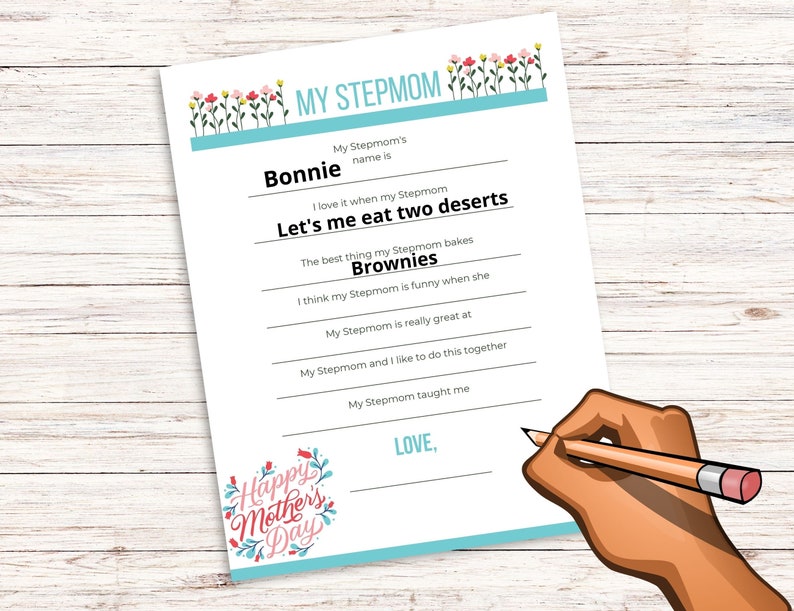Mother's Day About My Stepmom Questionnaire - Etsy