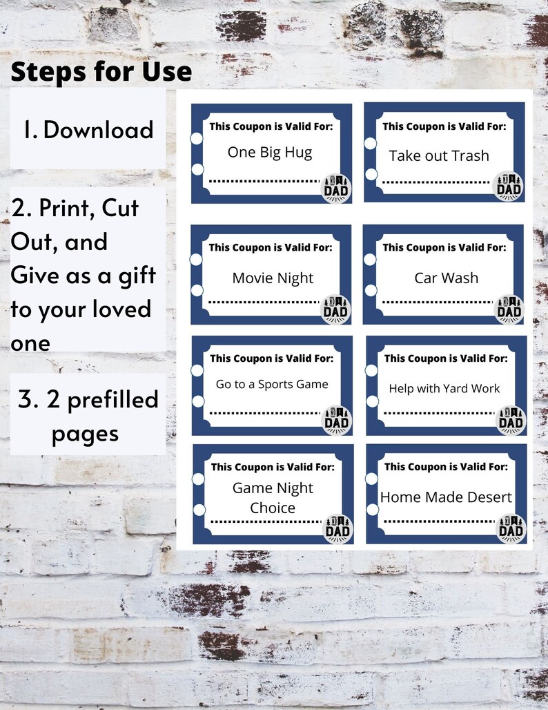 Father's Day Coupon Book, Father's Day Coupons, Father's Day Gift ...
