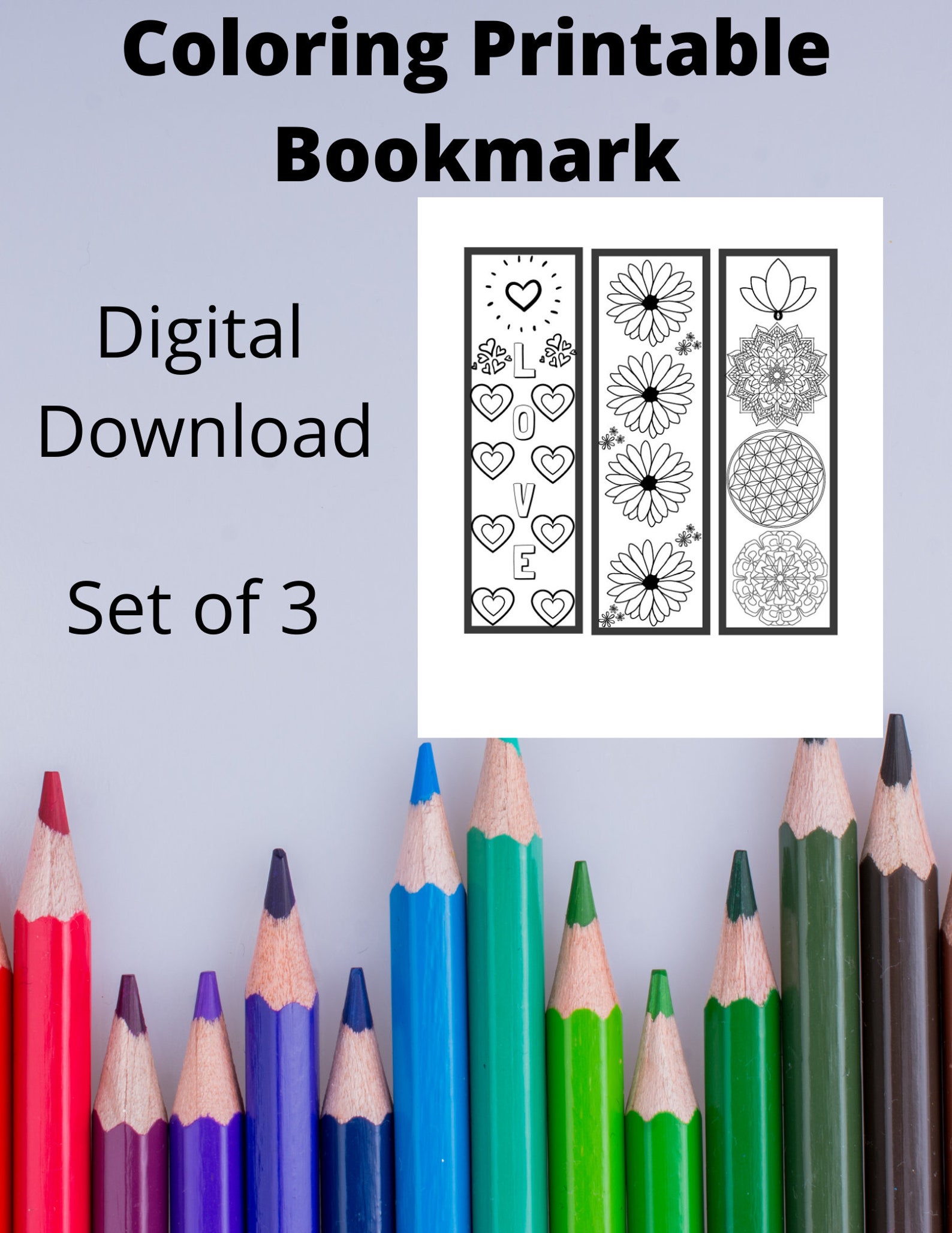 Printable Coloring Bookmark Printable Pattern Coloring - Etsy