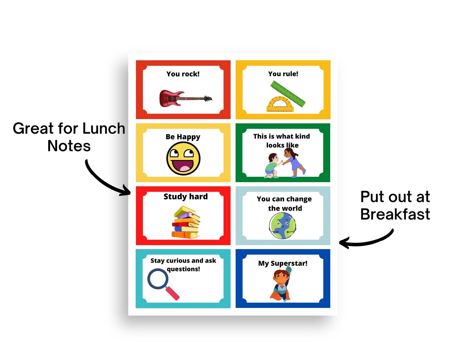 Lunch Box Notes for Kids,printable Lunch Box Notes for Kids, Lunchbox ...