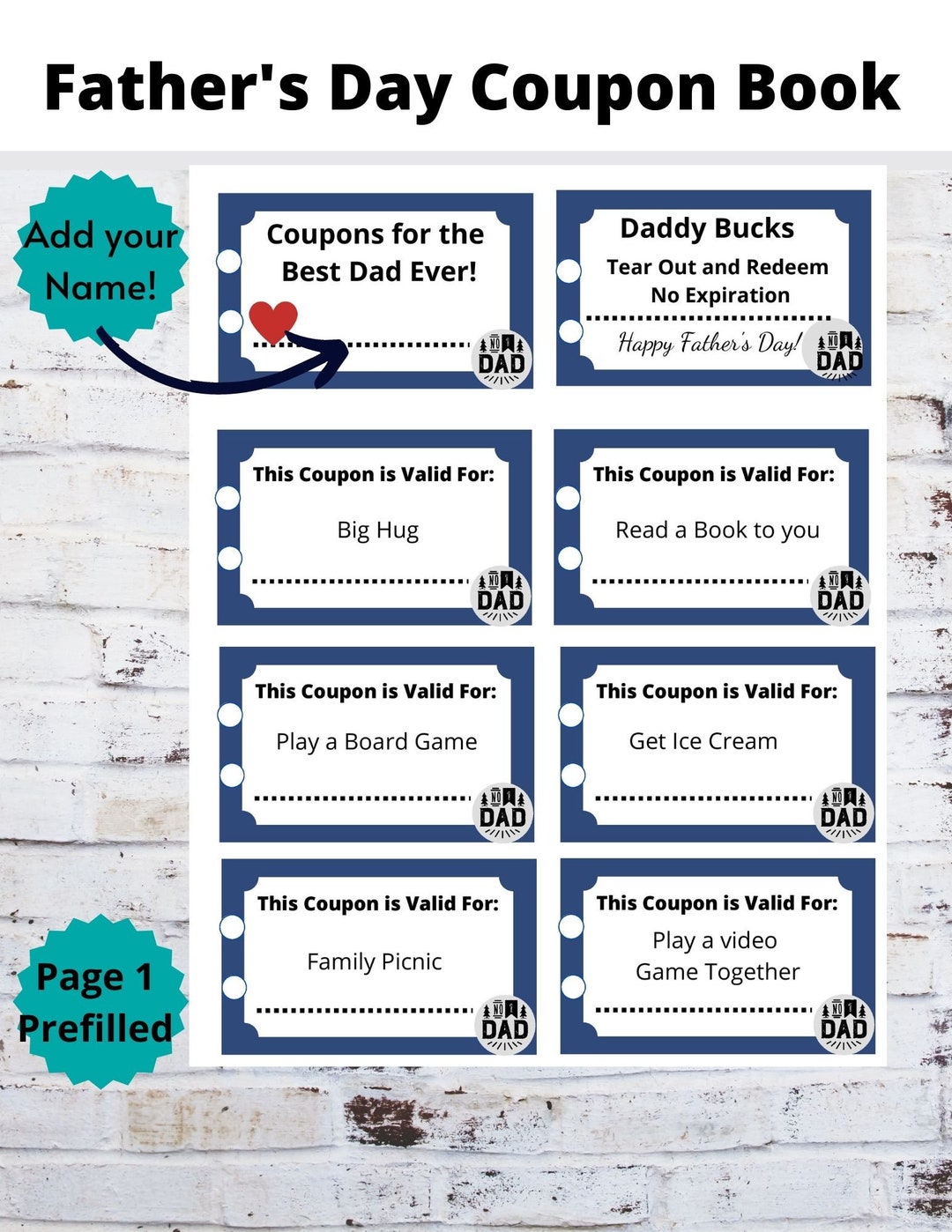 Father's Day Coupon Book, Father's Day Coupons, Father's Day Gift ...