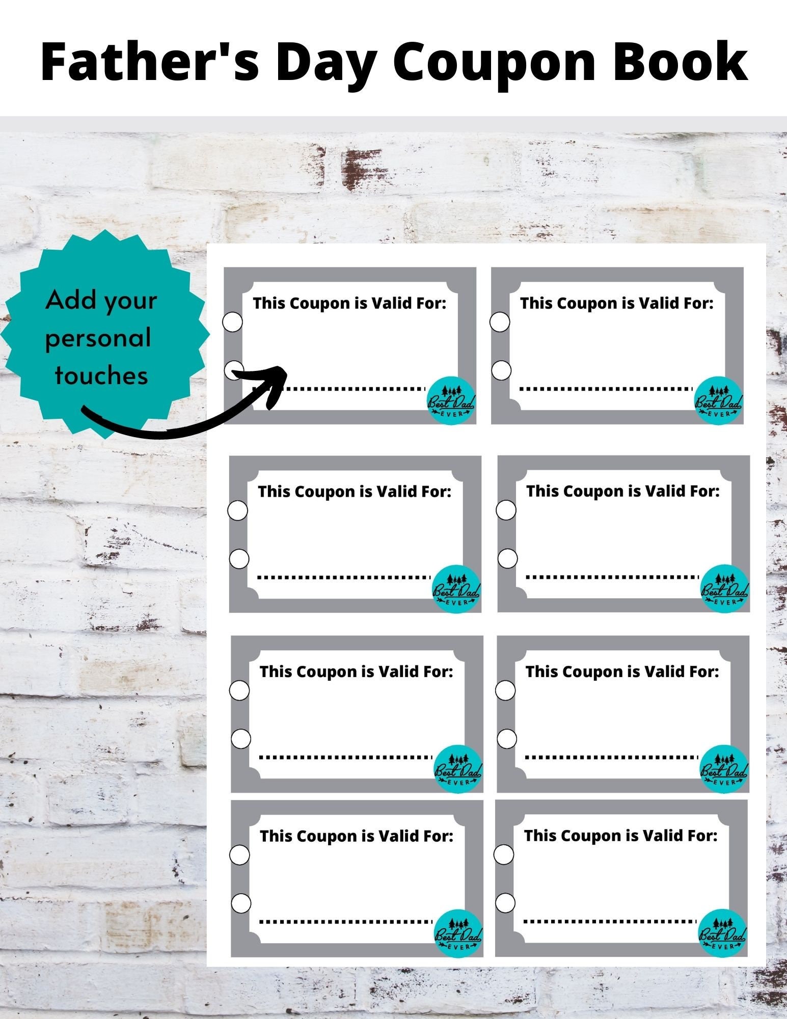 Father's Day Coupon Book, Father's Day Coupons, Father's Day Gift ...