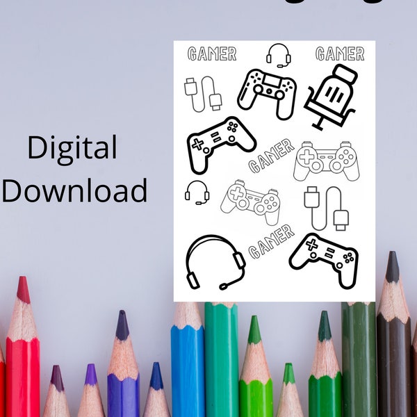 Video Game Coloring Page - Etsy