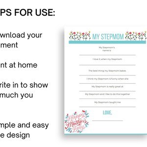 Mother's Day About My Stepmom Questionnaire - Etsy