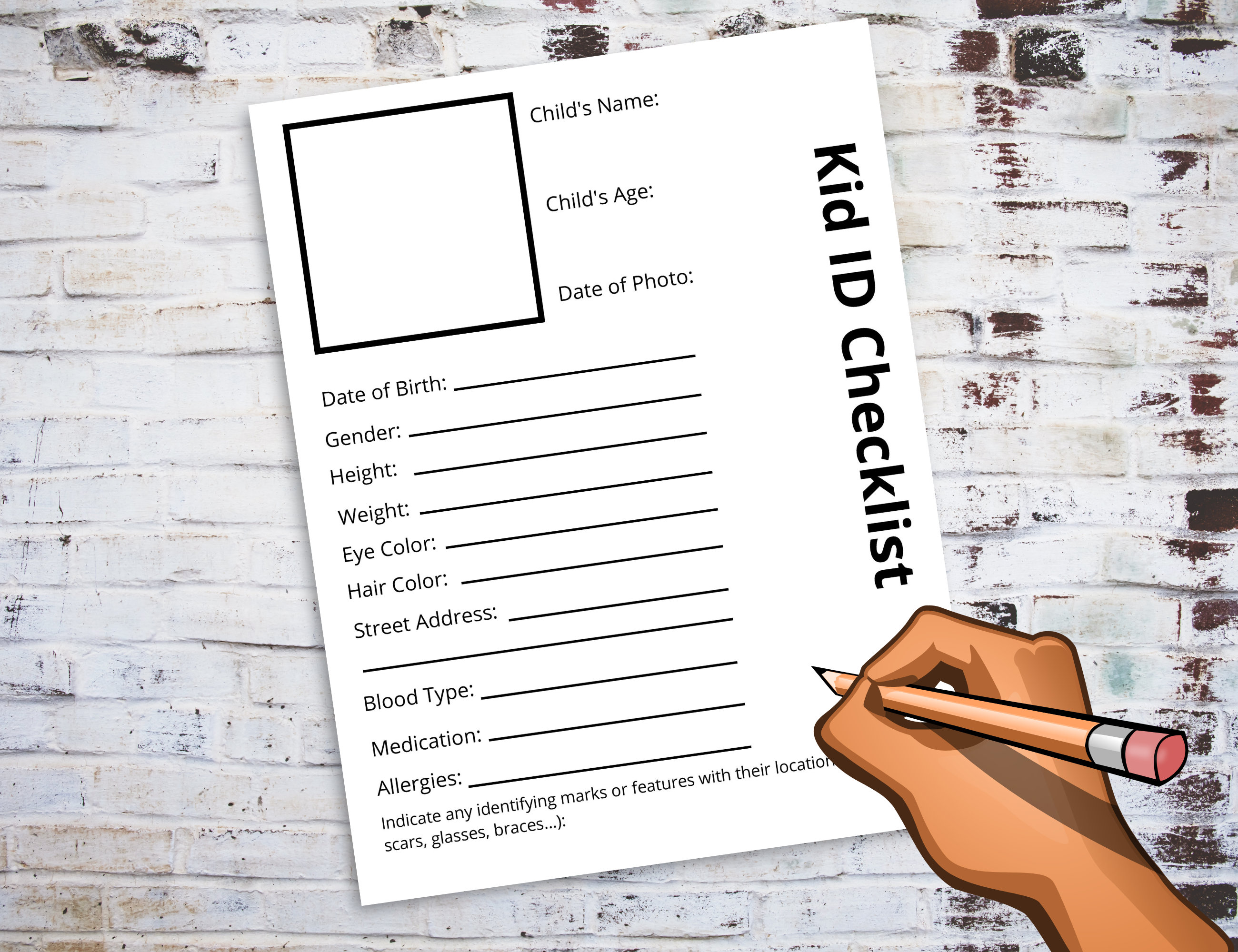 Children ID Checklist, Children ID Planner, Kid Safety Sheet, Back to ...