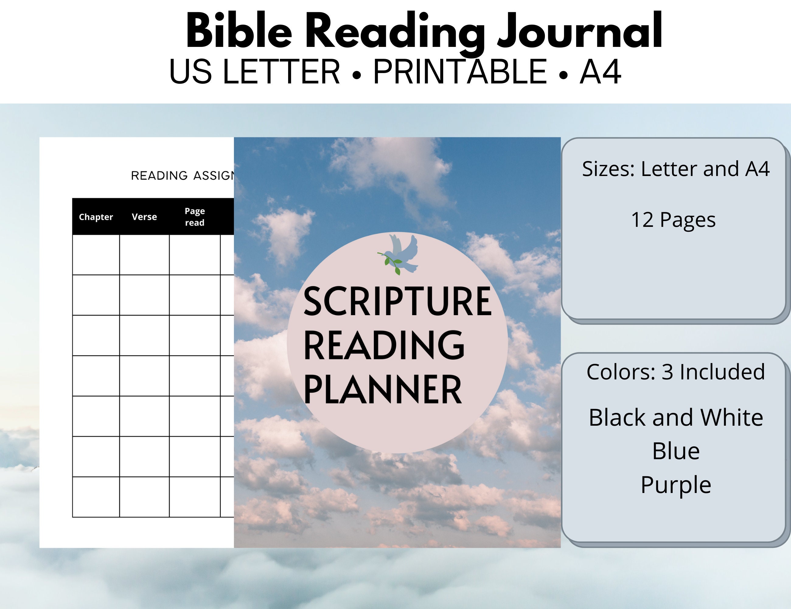 Scripture Reading Planner, Bible Study, Bible Notes, Reading Journal ...