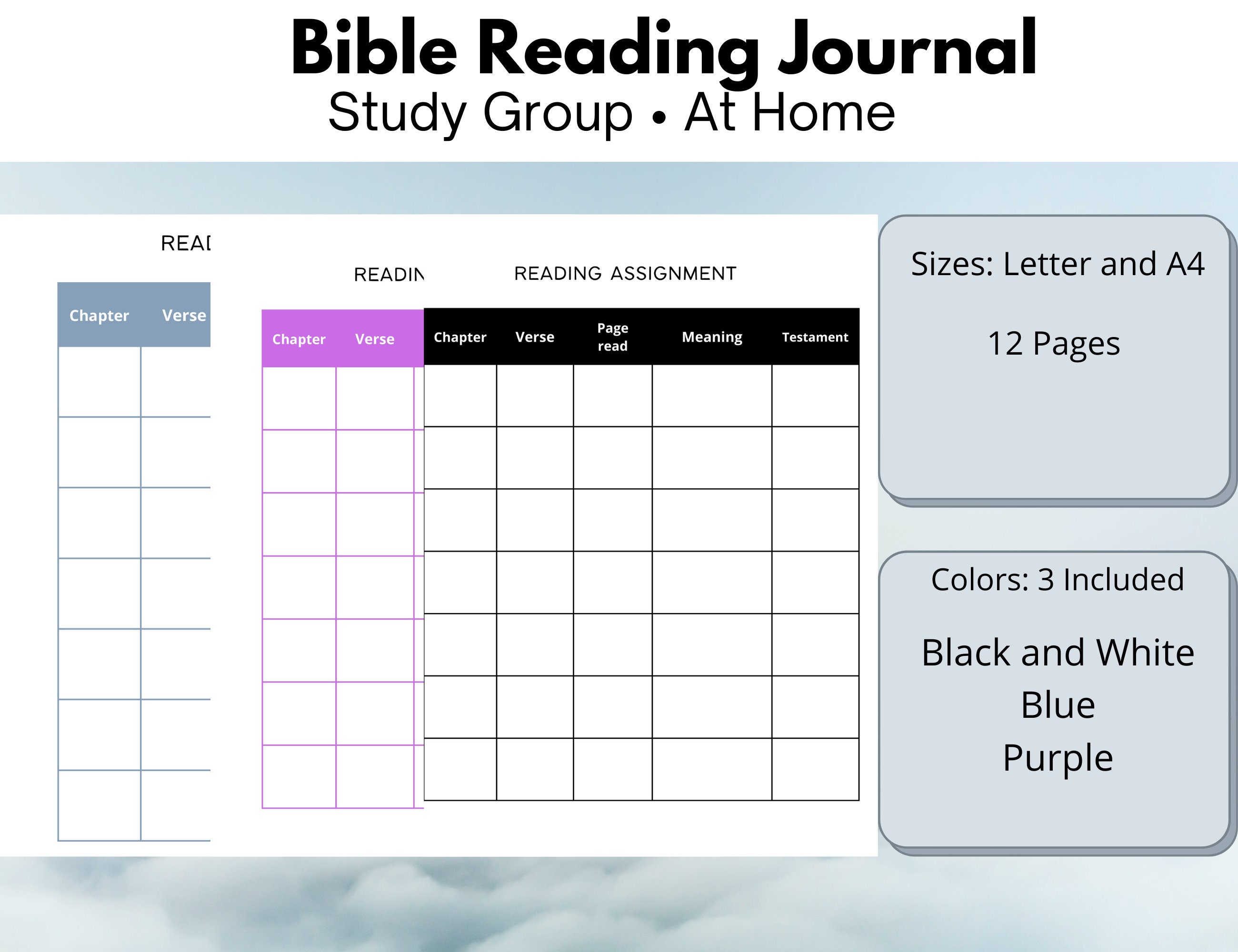 Scripture Reading Planner, Bible Study, Bible Notes, Reading Journal ...