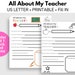 All About My Teacher Questionnaire, Teacher Appreciation, Teacher Thank ...