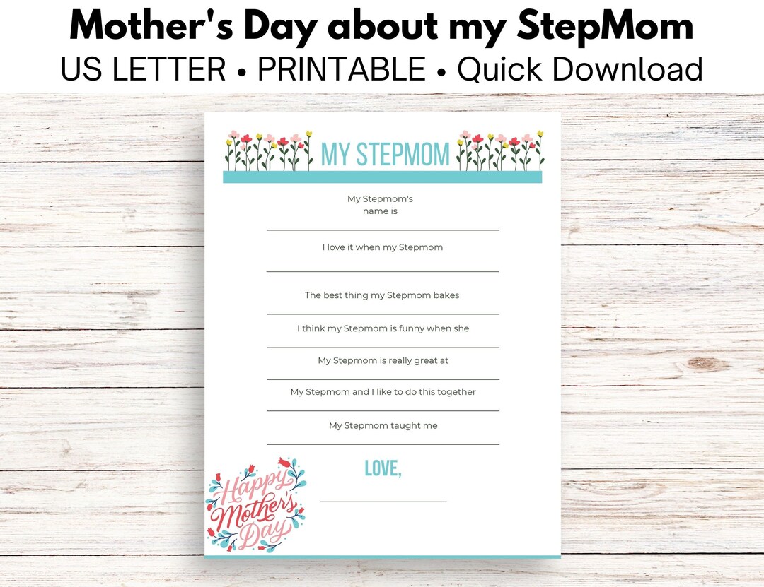 Mother's Day About My Stepmom Questionnaire - Etsy